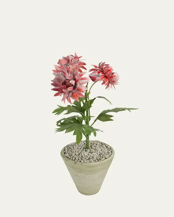TOMMY MITCHELL Crysanthemum November Birth Flower In White Terracotta Pot - Pink