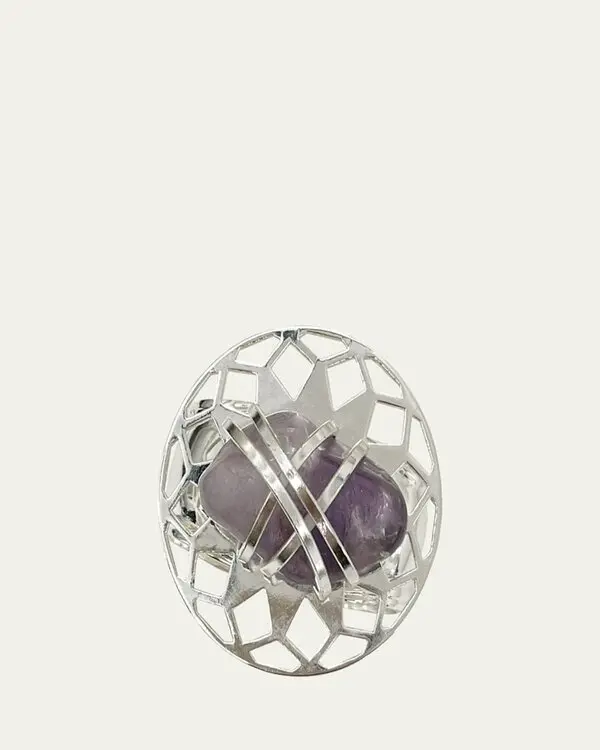 NOMI K Stone Design Napkin Rings, Set Of 4