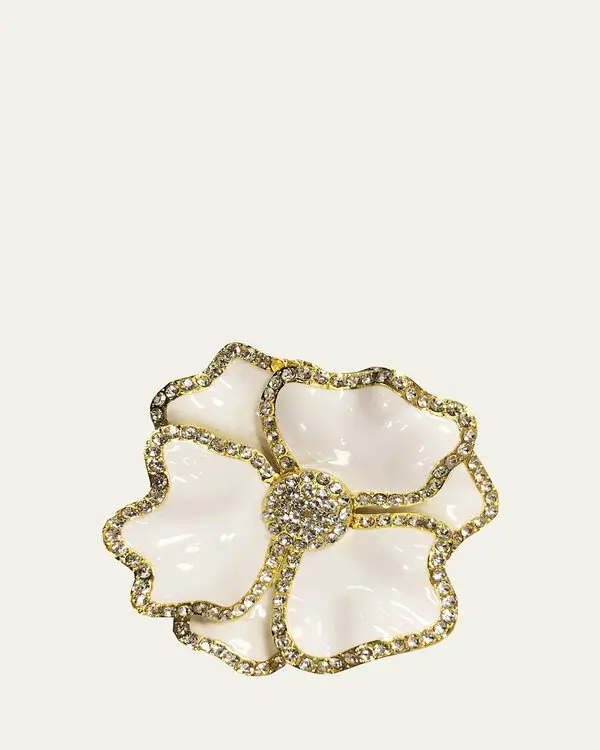 NOMI K Flower Napkin Rings With Crystal Border, Set Of 4 - White