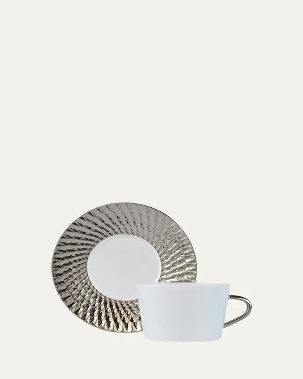 Bernardaud Twist Platinum Tea Saucer Only - Platinum/white