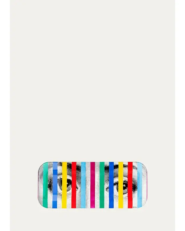 FORNASETTI Face Stripes Tray, 9.8" X 23.63