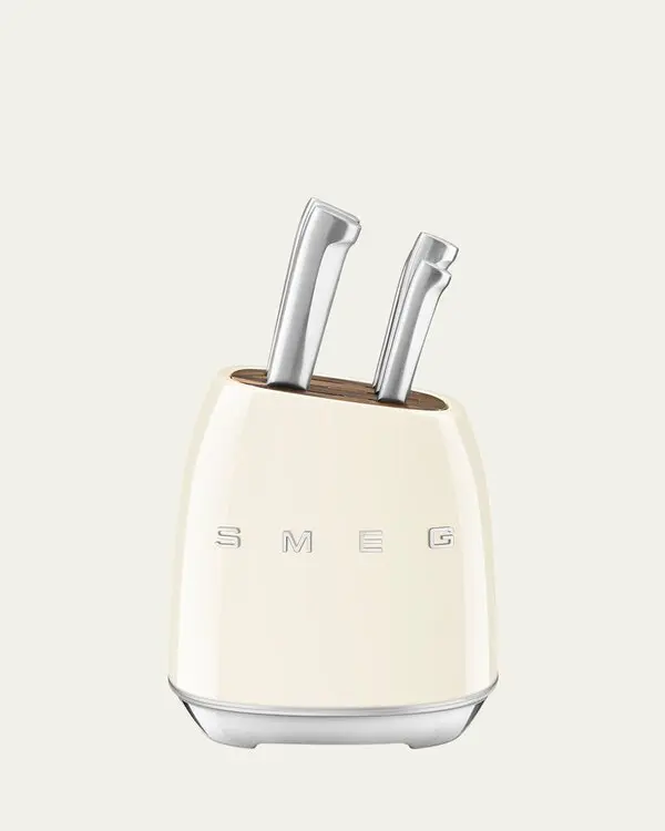 SMEG 7-piece Knife Block Set - Cream