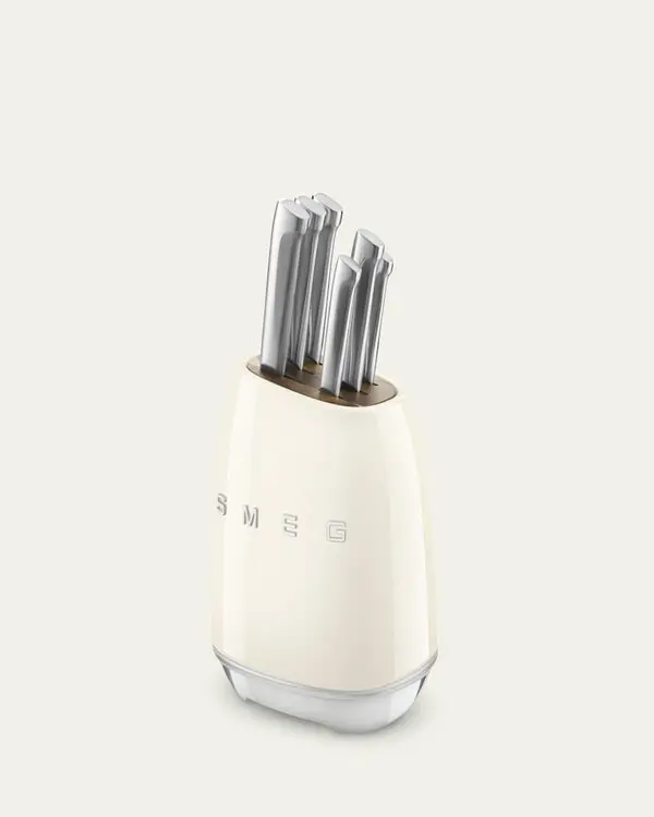 SMEG 7-piece Knife Block Set - Cream