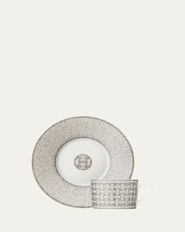 Hermès Mosaique Au 24 Platinum Tea Cup & Saucer