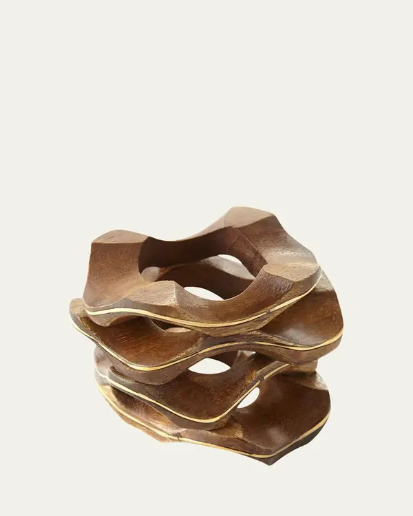 KIM SEYBERT Pavilion Wooden Napkin Ring - Brown/gold