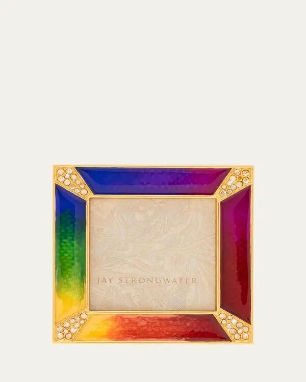 JAY STRONGWATER Rainbow Pave Corner Square Frame, 2"sq - Multi