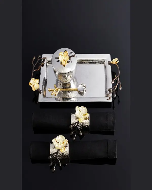 Michael Aram Four Orchid Napkin Rings - Gold