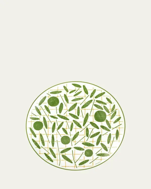 Hermès A Walk In The Garden Dessert Plate - Green Pattern