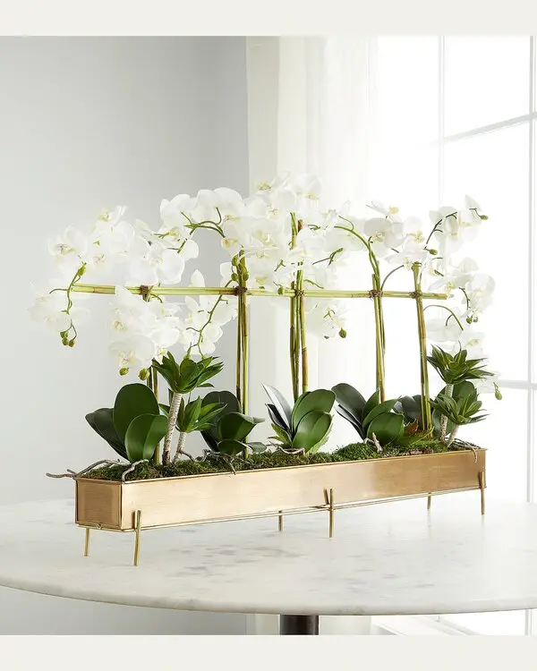 JOHN-RICHARD COLLECTION Rows Of Orchids Faux-floral Arranget - White