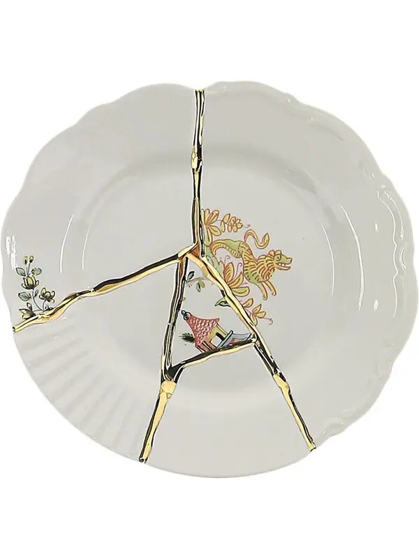 SELETTI Crack Detail Plate - White