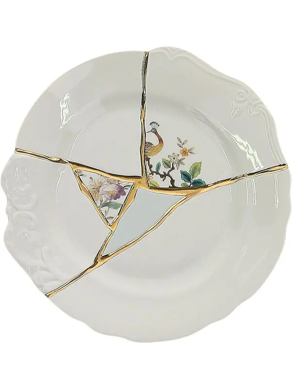 SELETTI Crack Detail Plate - White