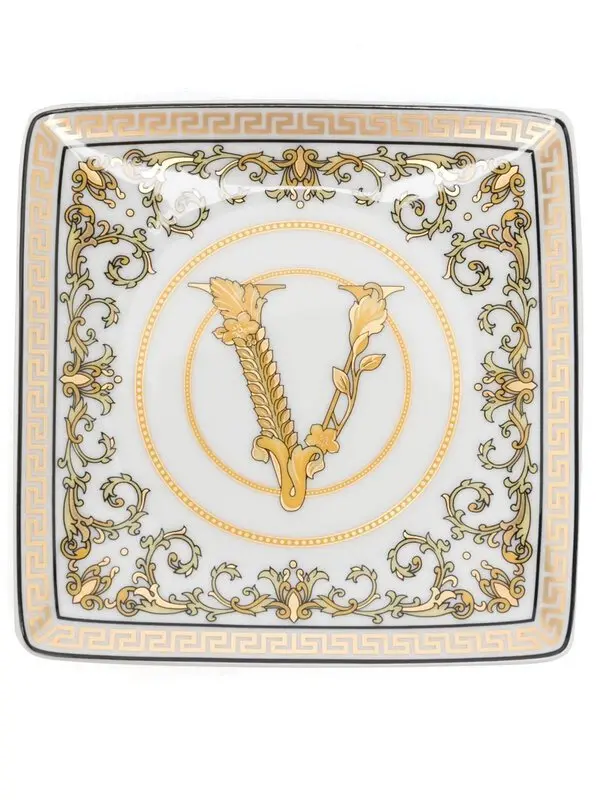 Versace Logo Engraved Tray - White