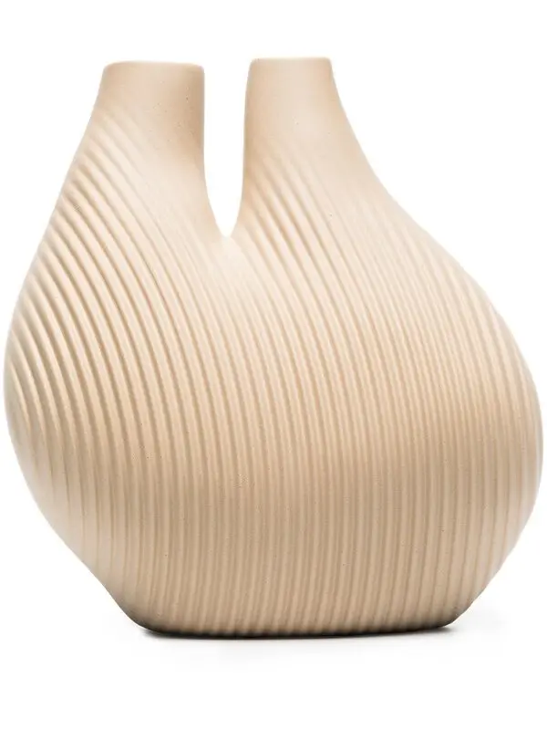 HAY W&s Asymmetric Ribbed Vase - Neutrals