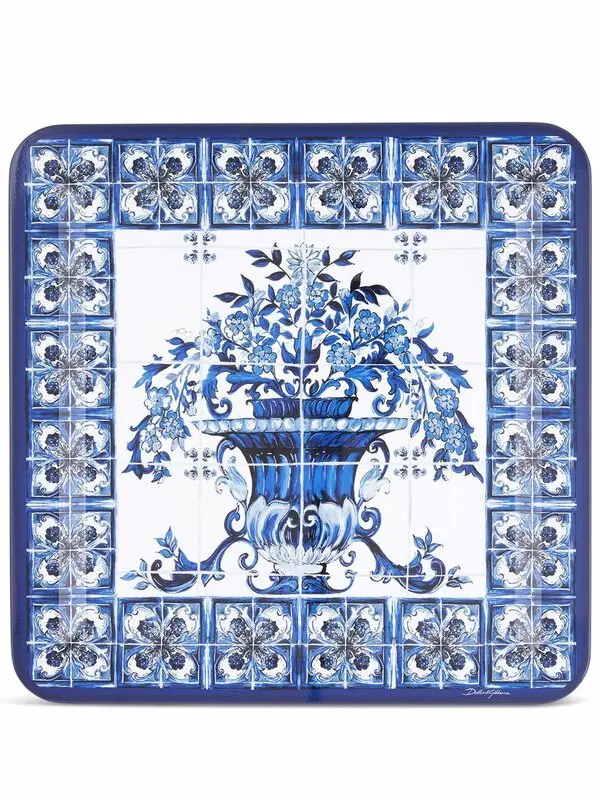 Dolce & Gabbana Large Mediterraneo-print Wooden Tray - Blue