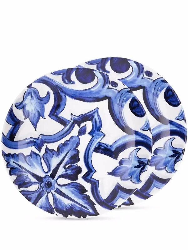 Dolce & Gabbana Blu Mediterraneo Porcelain Dessert Plates - White