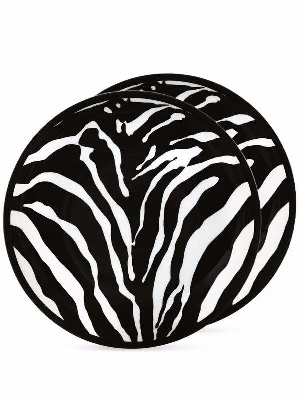 Dolce & Gabbana Zebra-print Porcelain Soup Plates - Black