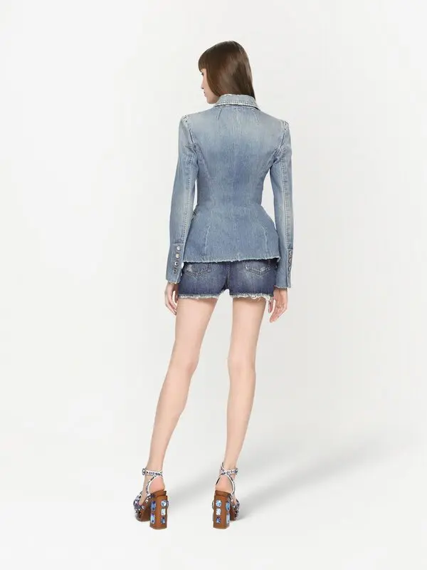 Dolce & Gabbana Distressed High-rise Denim Shorts - Blue