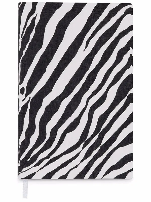 Dolce & Gabbana Small Zebra-print Leather Ruled Notebook - Black