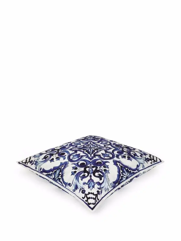 Dolce & Gabbana Medium Blu Mediterraneo-print Canvas Cushion