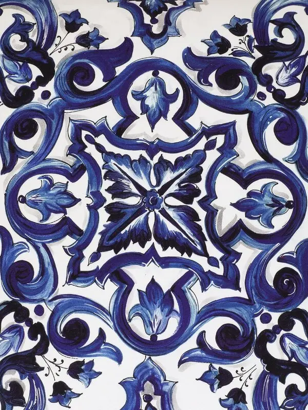 Dolce & Gabbana Medium Blu Mediterraneo-print Canvas Cushion