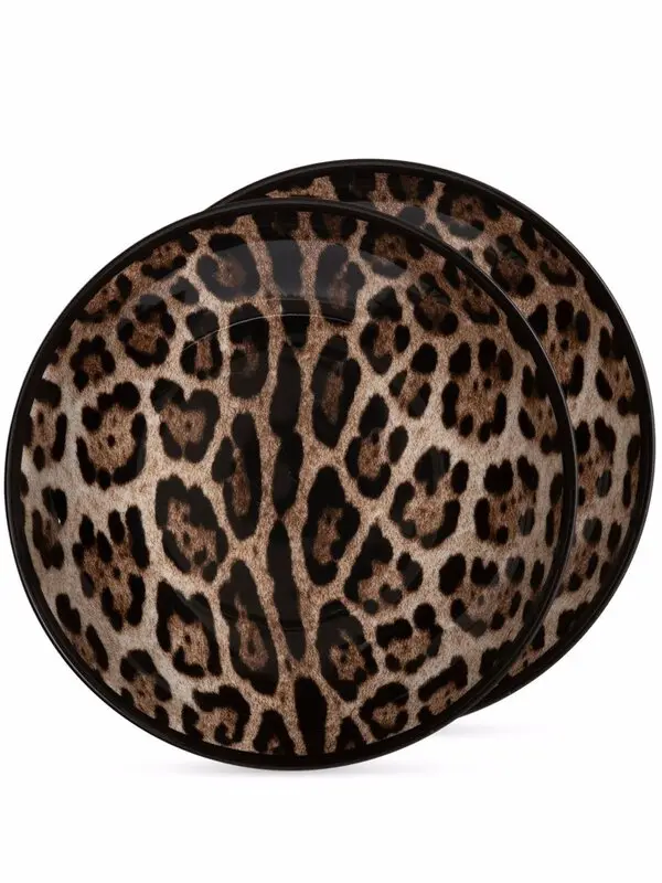 Dolce & Gabbana Leopard-print Porcelain Soup Plates - Brown