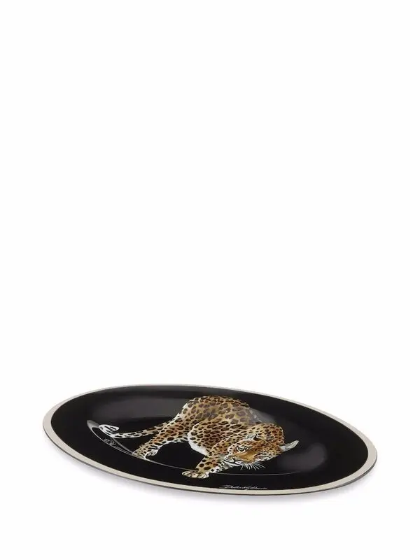 Dolce & Gabbana Leopard-print Wooden Tray