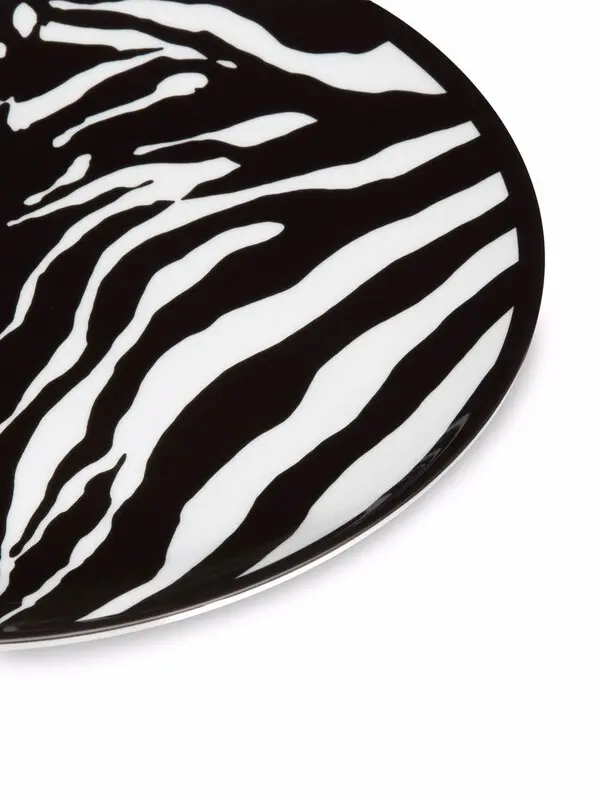 Dolce & Gabbana Zebra-print Porcelain Dinner Plates - White