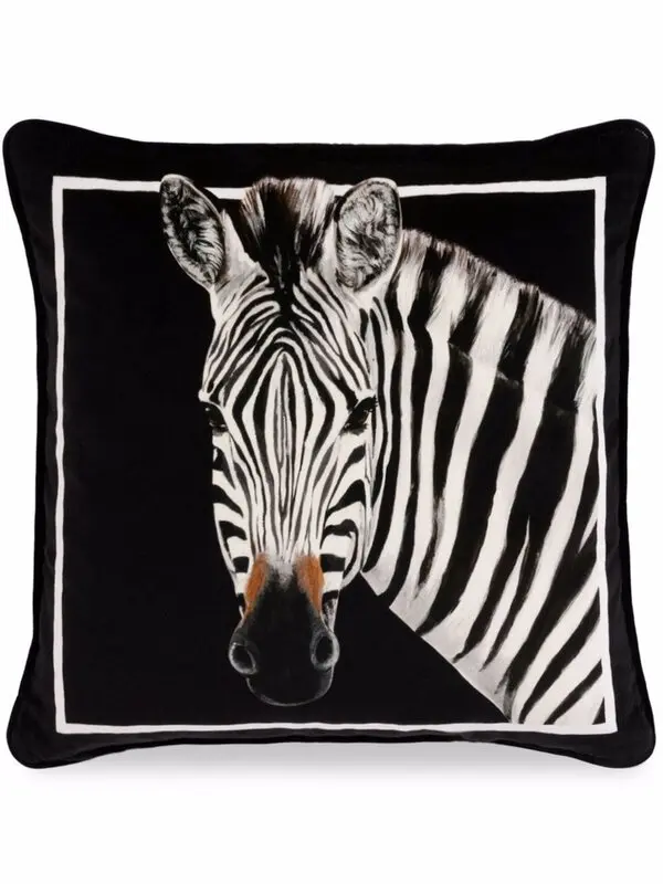 Dolce & Gabbana Small Zebra-print Velvet Cushion - Black