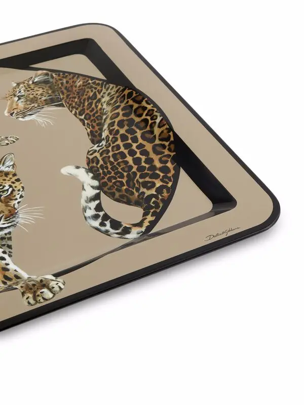Dolce & Gabbana Leopard-print Wooden Large Tray