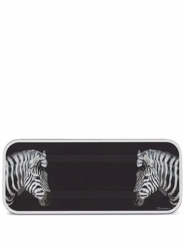 Dolce & Gabbana Small Zebra-print Wood Tray - Black