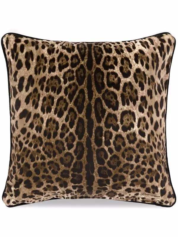 Dolce & Gabbana Medium Leopardo-print Velvet Cushion - Brown
