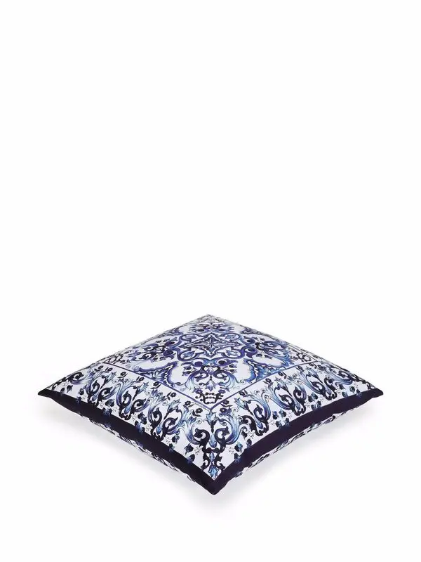 Dolce & Gabbana Medium Blu Mediterraneo-print Duchesse Cotton Cushion - Blue
