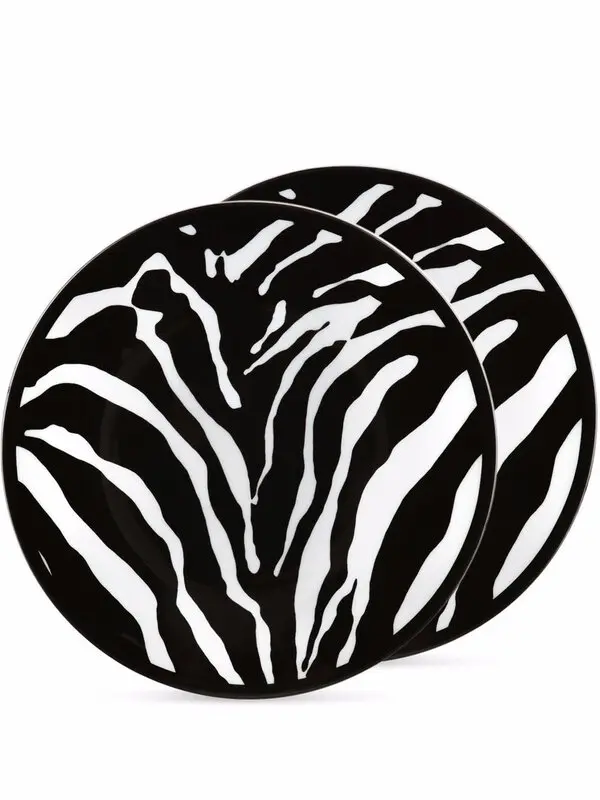 Dolce & Gabbana Zebra-print Porcelain Dessert Plates - White
