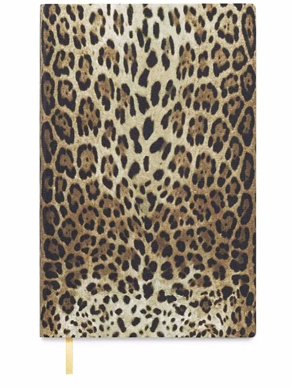 Dolce & Gabbana Small Leopard-print Leather Ruled Notebook - Yellow