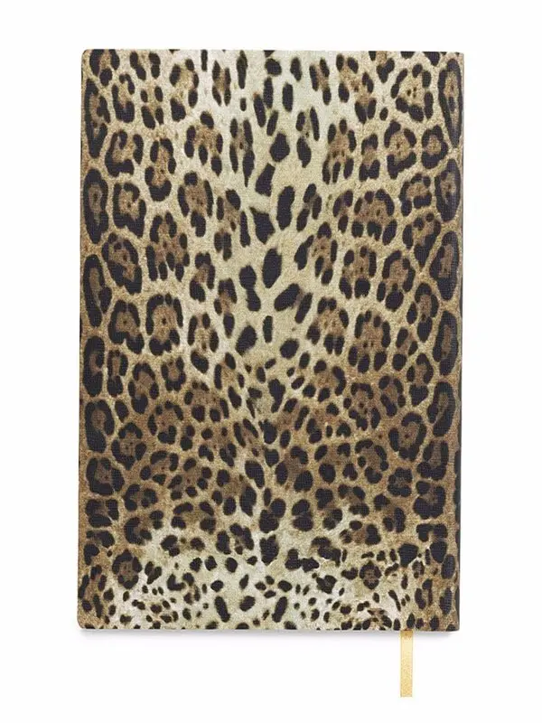 Dolce & Gabbana Small Leopard-print Leather Ruled Notebook