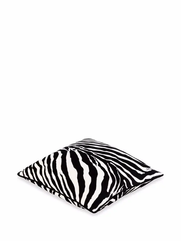 Dolce & Gabbana Medium Zebra-print Velvet Cushion - Black