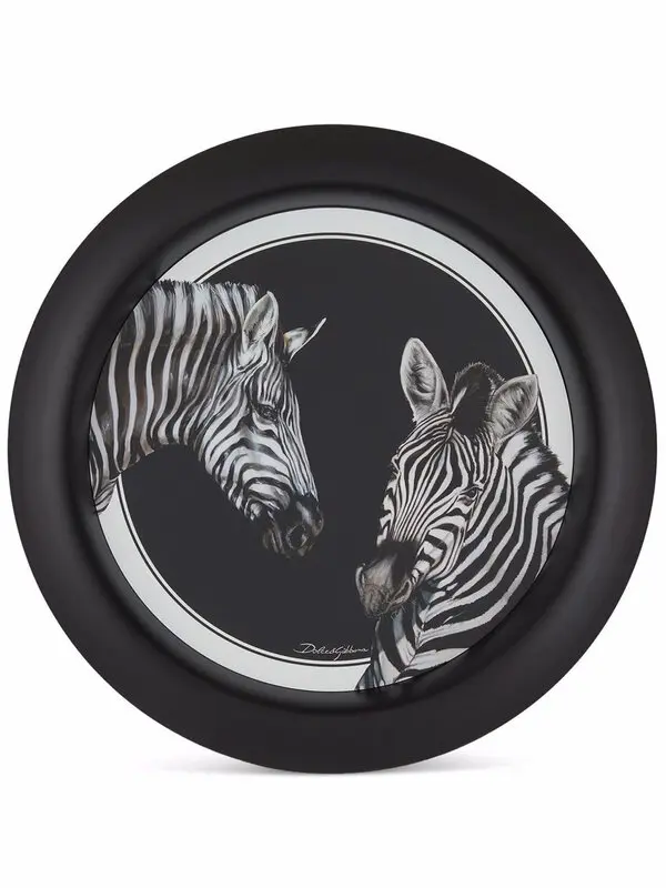 Dolce & Gabbana Zebra-print Lacquered Tray - Black
