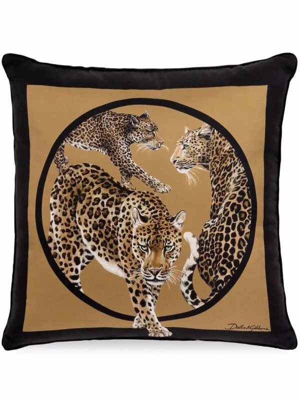 Dolce & Gabbana Leopard-print Silk Cushion - Brown