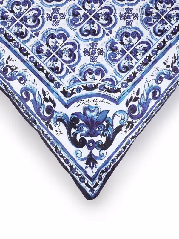 Dolce & Gabbana Small Blu Mediterraneo-print Duchesse Cotton Cushion