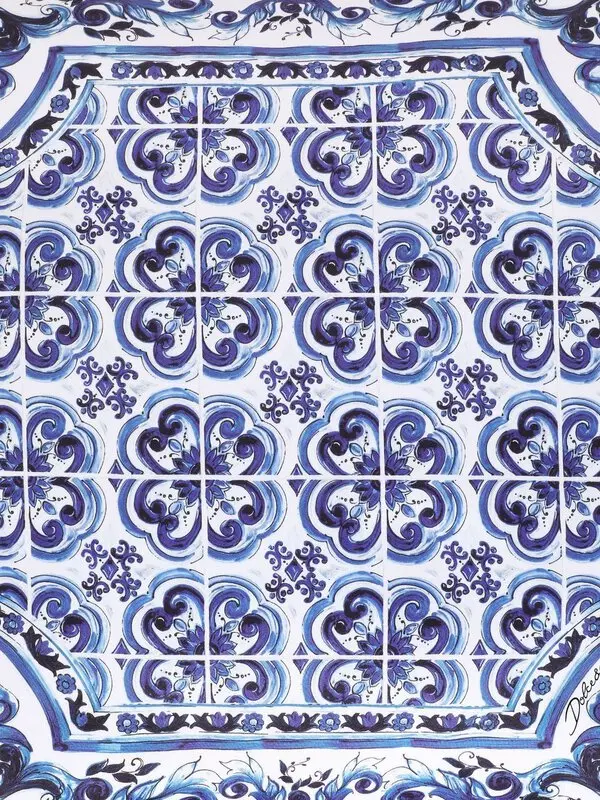 Dolce & Gabbana Small Blu Mediterraneo-print Duchesse Cotton Cushion
