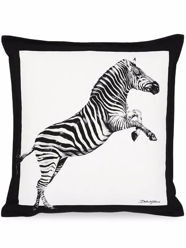 Dolce & Gabbana Small Zebra-print Canvas Cushion - White