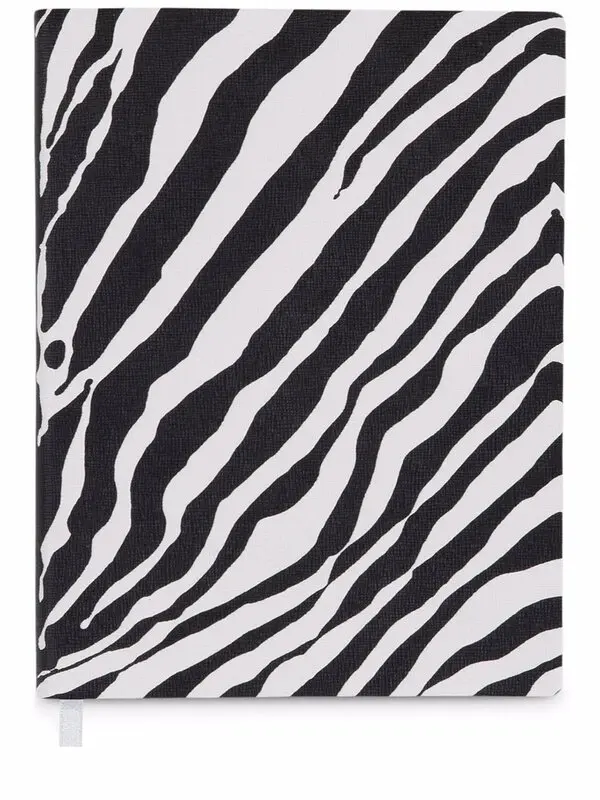 Dolce & Gabbana Large Zebra-print Leather Ruled Notebook - White