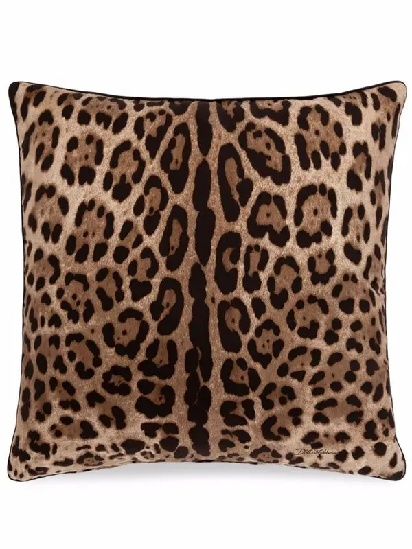 Dolce & Gabbana Leopard-print Silk Twill Cushion - Brown