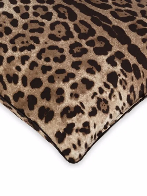 Dolce & Gabbana Leopard-print Silk Twill Cushion - Brown