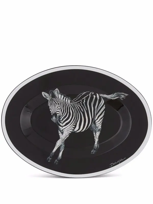 Dolce & Gabbana Zebra-print Wooden Tray - Black