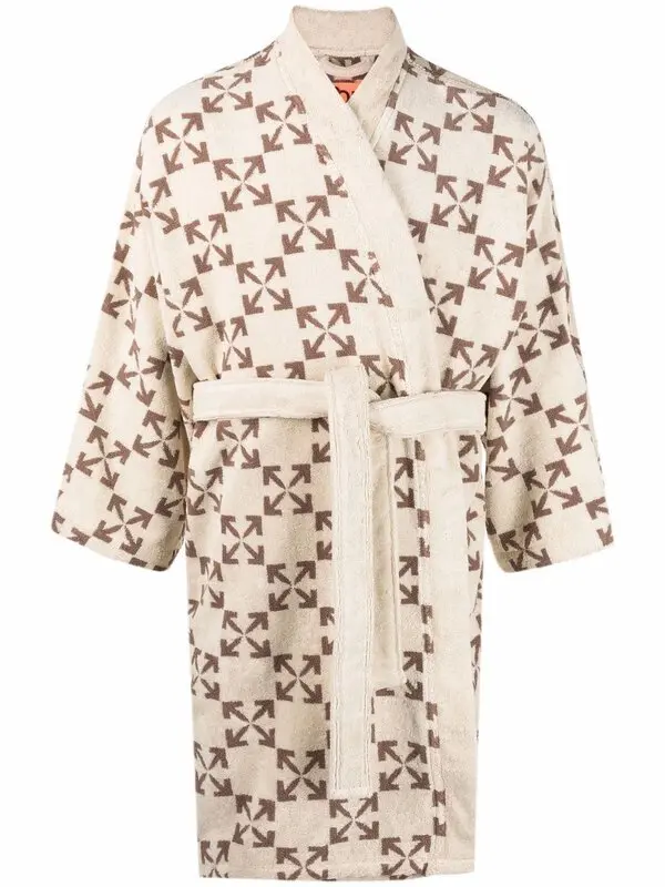 Off-White Arrows Pattern Robe - Neutrals