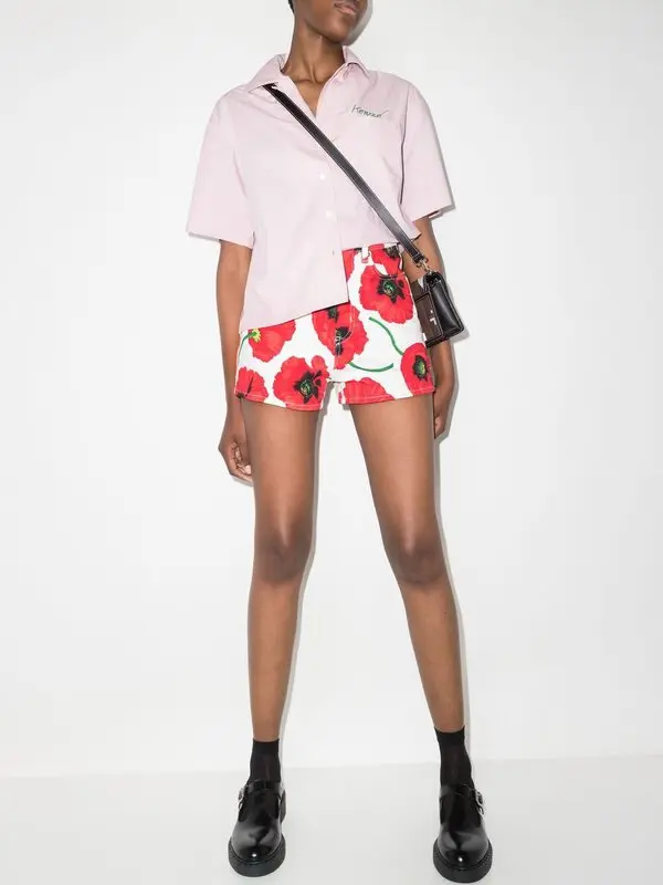 Kenzo Poppy-print Mini Shorts - White