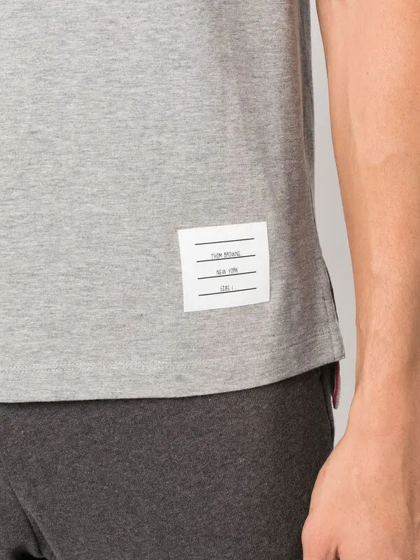 Thom Browne Logo-patch Short-sleeved T-shirt - Grey