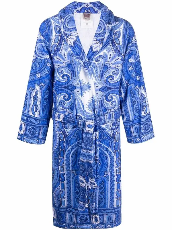 Etro Paisley Print Bathrobe - Blue