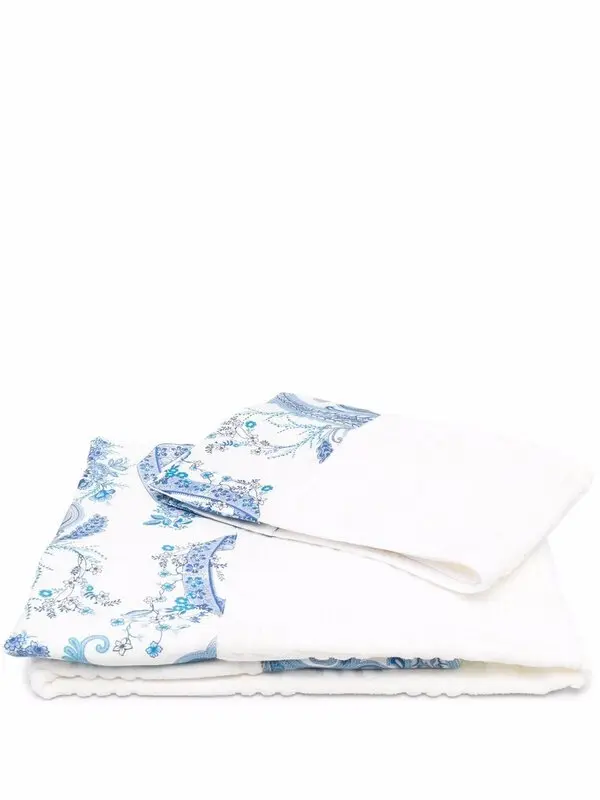 Etro Floral-print Set-of-2 Towels - White